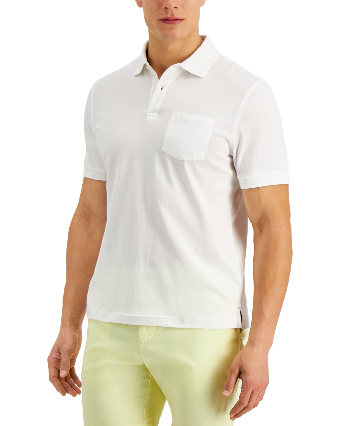 Click here for Club Room Mens Solid Jersey Polo with Pocket  Crea... prices