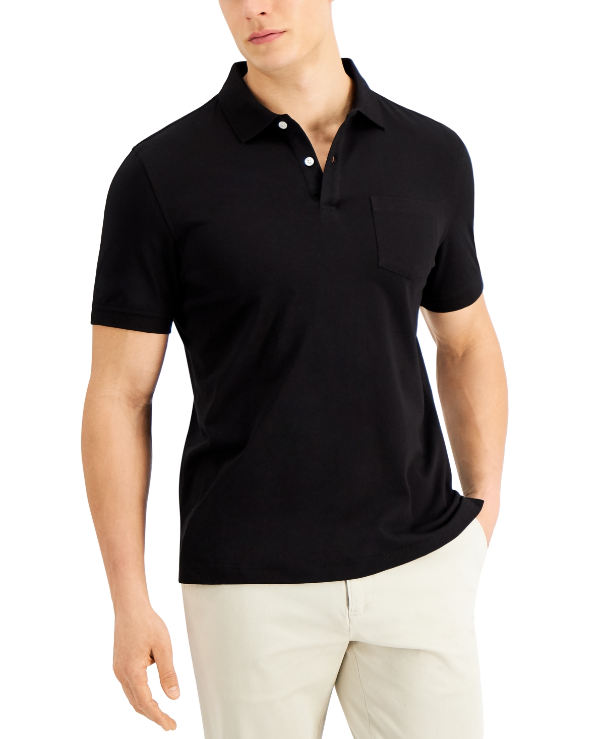Click here for Club Room Mens Solid Jersey Polo with Pocket  Crea... prices