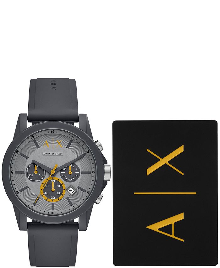 A|X Armani Exchange AX Men's Chronograph Gray Silicone Strap Watch with ...