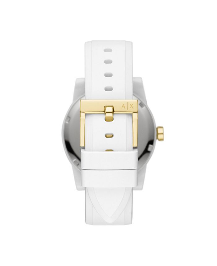 A|X Armani Exchange AX Women's White Silicone Strap Watch with Luggage ...