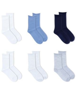 Lauren Drop Needle Pointelle Crew Socks, 6-Pairs - Macy's