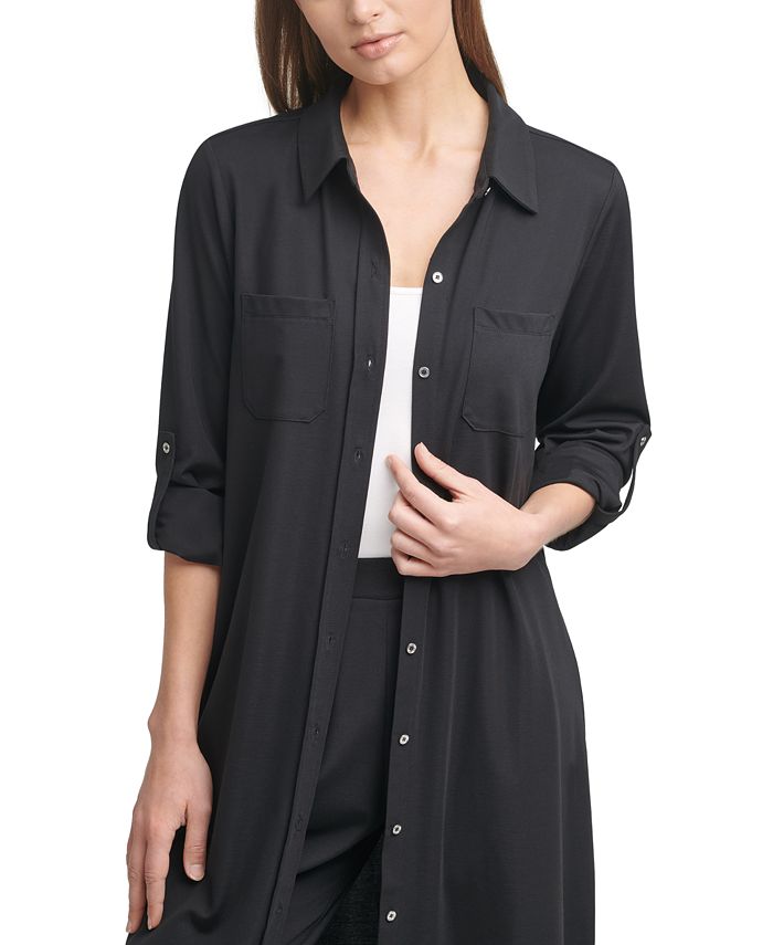 Calvin Klein Knit Button-Up Top - Macy's