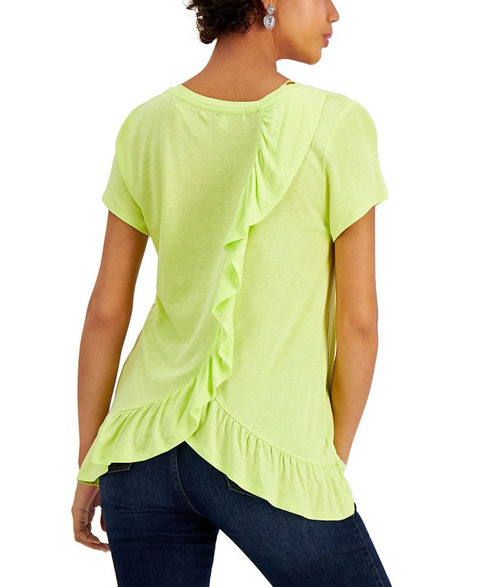 Fever Ruffle-Back T-Shirt & Reviews - Tops - Women - Macy's