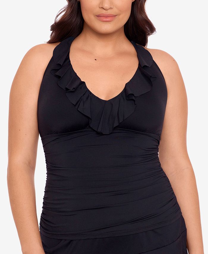 Lauren Ralph Lauren Plus Size Beach Club Solid Ruffle Halterkini