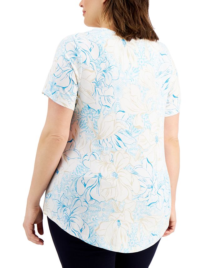 JM Collection Plus Size Printed T-Shirt, Created for Macy's & Reviews ...