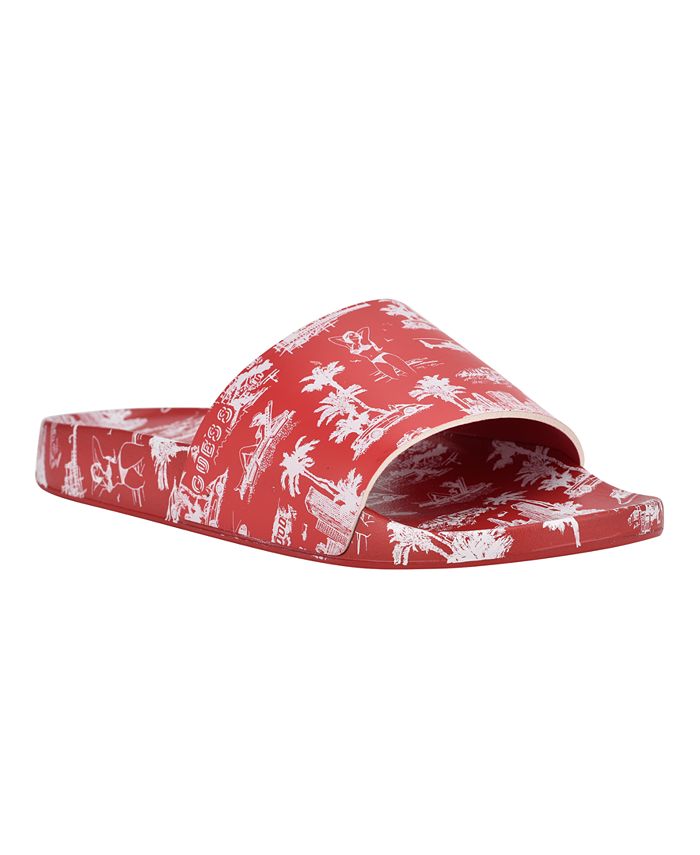 GUESS Women's Savan Pool Slide Flat Sandals - Macy's