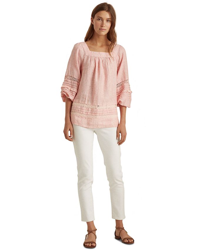 Lauren Ralph Lauren Square Neck Linen Top - Macy's