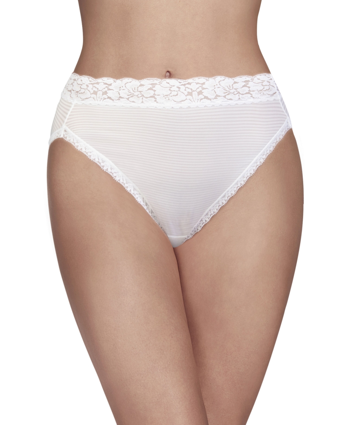 Vanity Fair Womens Flattering Lace Hi-Cut Panty Underwear 13280  extended sizes available - Star White
