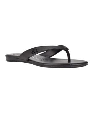 Calvin Klein Women's Sabella Leather Flip Flops - Macy's