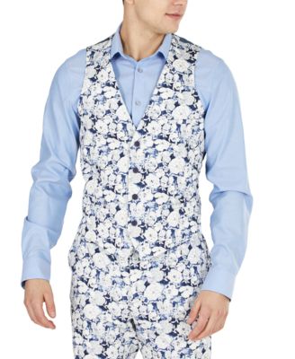 Bar III Men's Slim-Fit Floral Suit Separate Vest, Created for Macy's ...