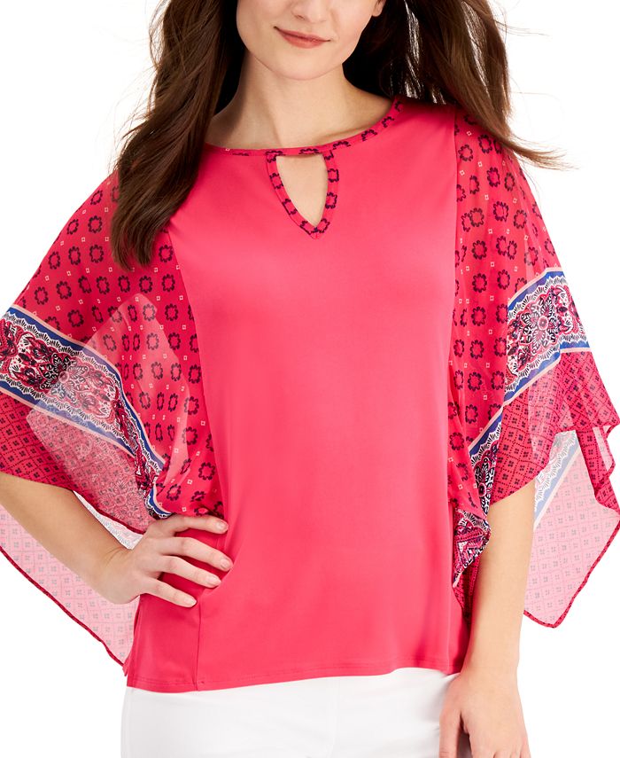 Jm Collection Printed Keyhole Neck Top Created For Macys Macys