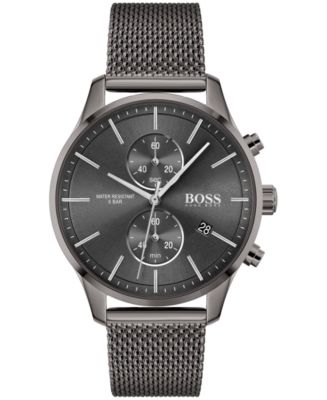 BOSS Men's Chronograph Associate Gray Ion-Plated Steel Mesh Bracelet ...