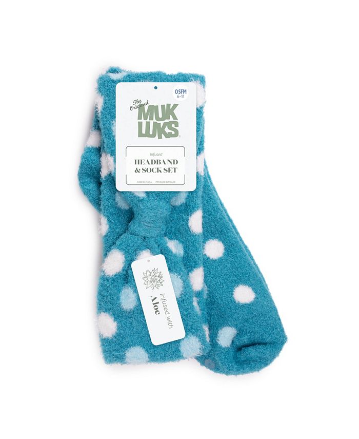 MUK LUKS Women's Aloe Infused Socks and Headband Set, 2 Piece - Macy's