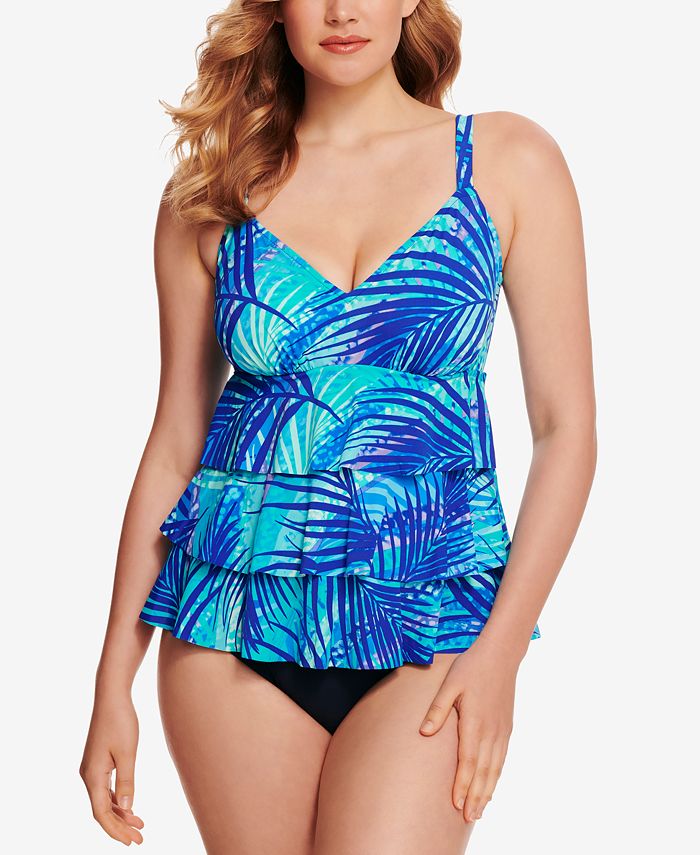 Swim Solutions Triple Tier Tummy Control One Piece Swimsuit Created