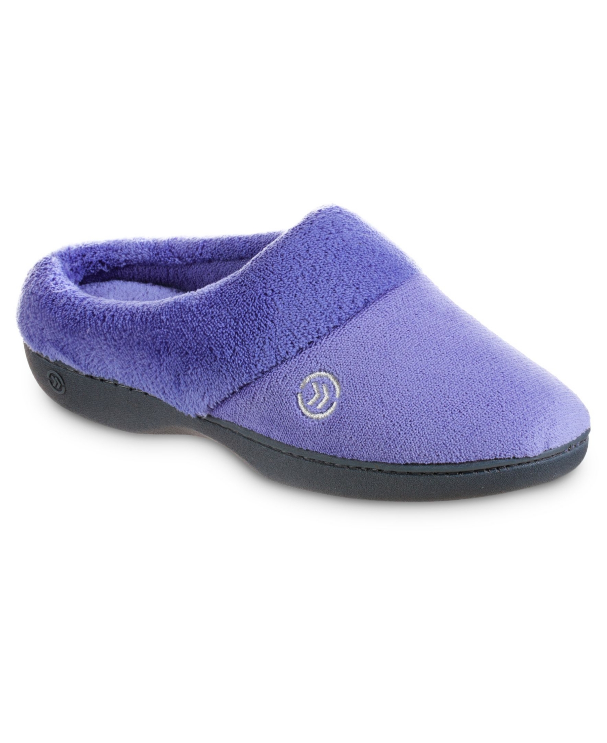 Isotoner Signature Womens Micro Terry Sport Hoodback Slippers - Deep Periwinkle