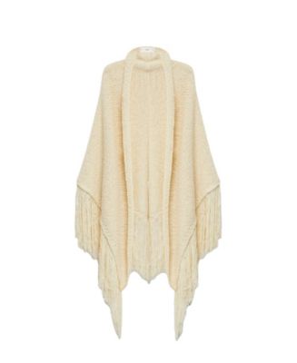 MANGO Women's Textured Fringed Poncho - Macy's