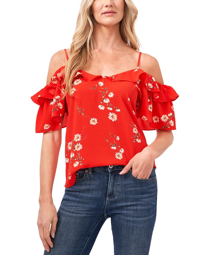 Cece Ruffled Cold Shoulder Top And Reviews Tops Women Macys