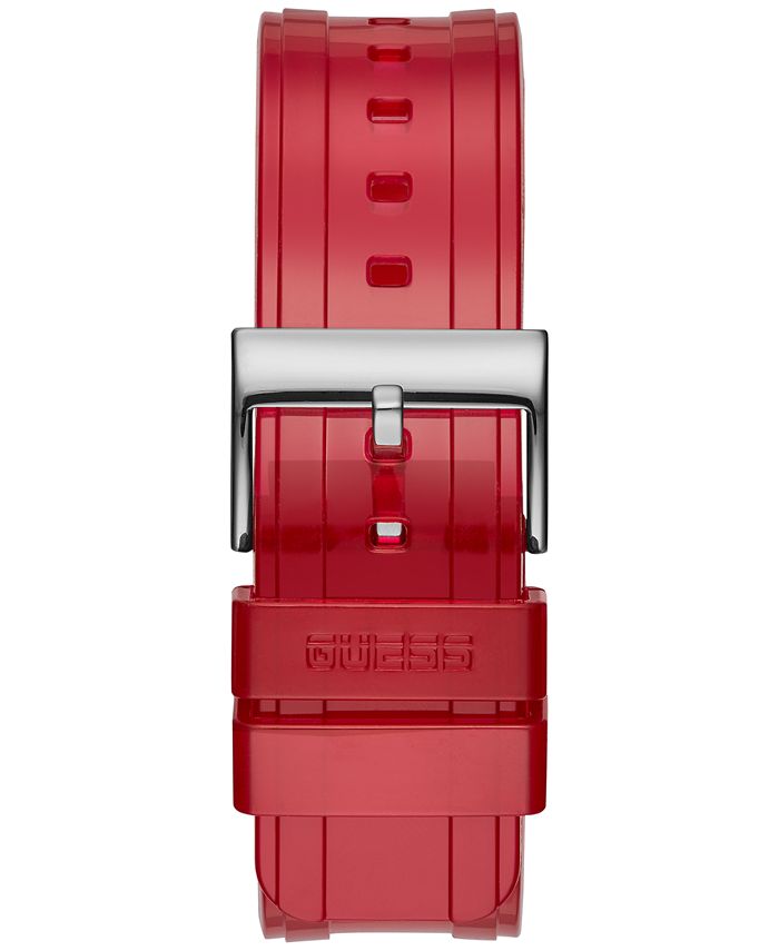 GUESS Men's Red Silicone Digital Watch 39mm - Macy's