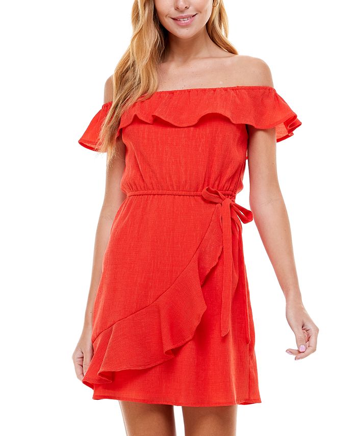 City Studios Juniors' Off-The-Shoulder Ruffled Dress - Macy's