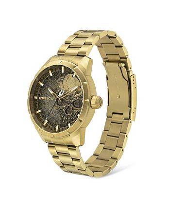 Police Men's 3 Hands Gold-Tone Stainless Steel Bracelet Watch 46mm ...