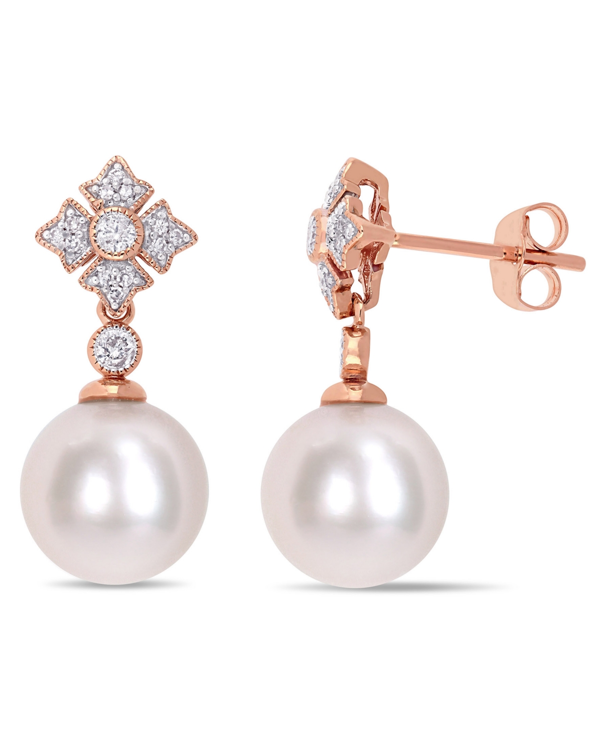 Click here for Cultured Freshwater Pearl (9-1/2mm) & Diamond (1/5... prices