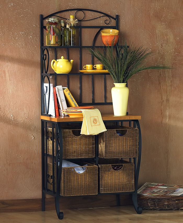 Southern Enterprises Iloa Iron, Wicker Bakers Rack - Macy's