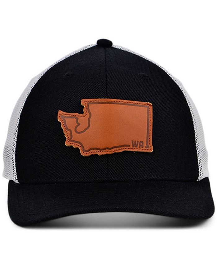 Lids Local Crowns Washington Black White Leather State Patch Curved ...