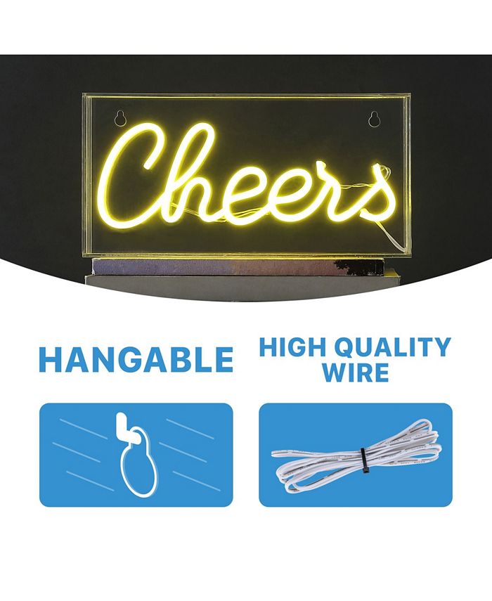 Jonathan Y Cheers Contemporary Glam Acrylic Box USB Operated LED Neon ...