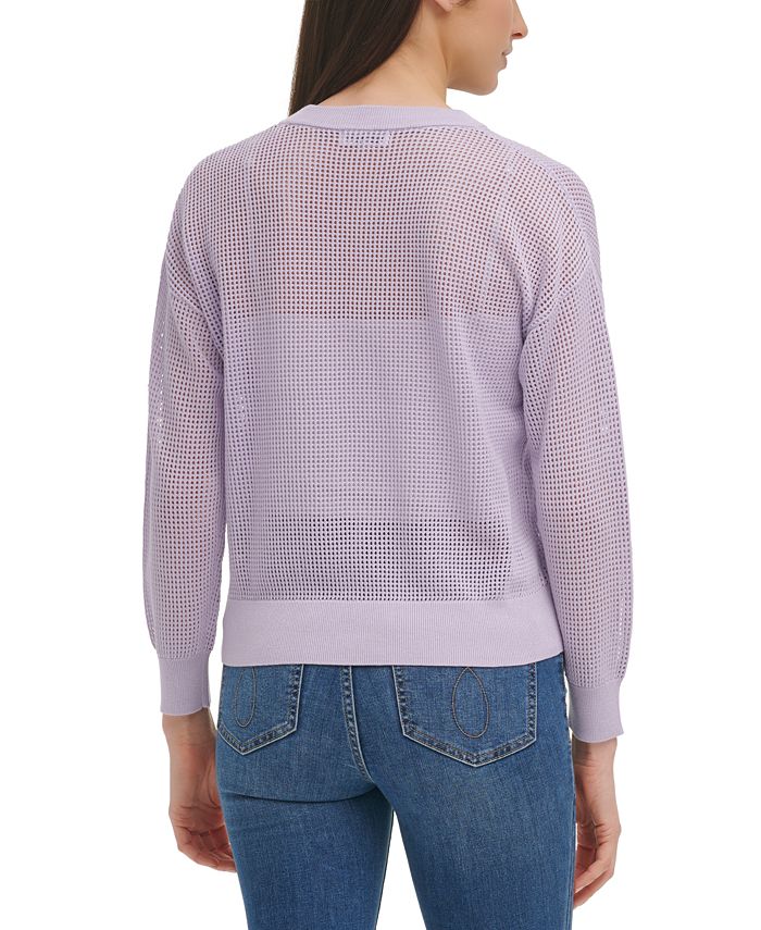 Calvin Klein Mesh Logo Top & Reviews - Tops - Women - Macy's