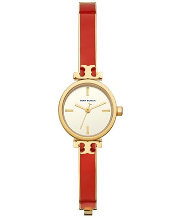 Tory Burch Women's Slim Red & Gold-Tone Stainless Steel Bracelet Watch ...