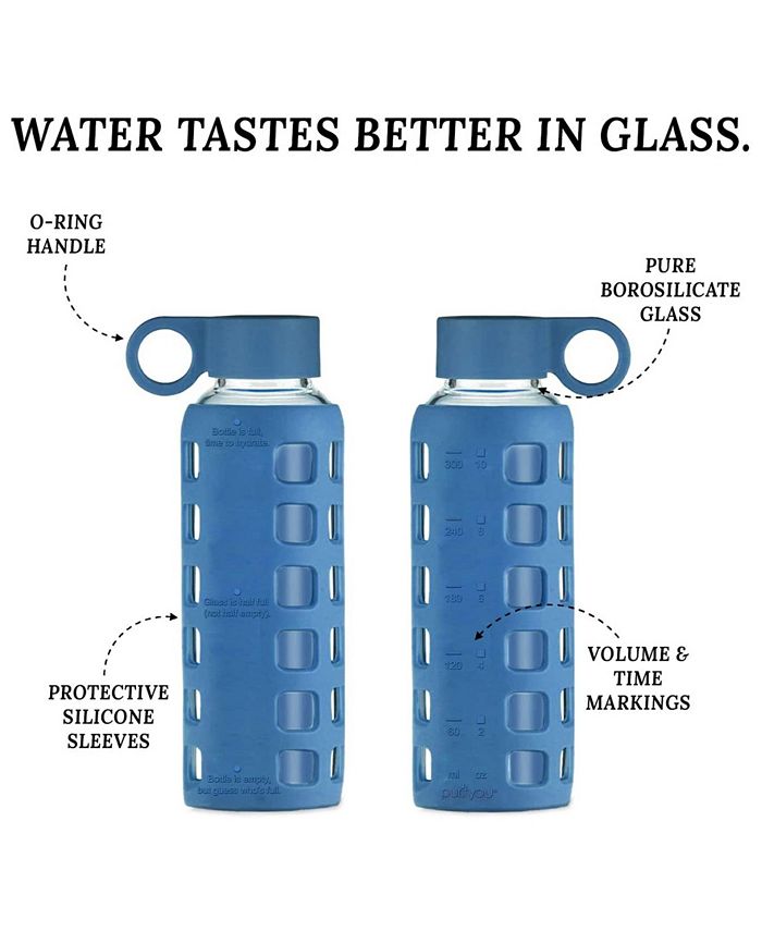 Purifyou Premium Glass Water Bottle with Non-Slip Silicone Sleeve and ...