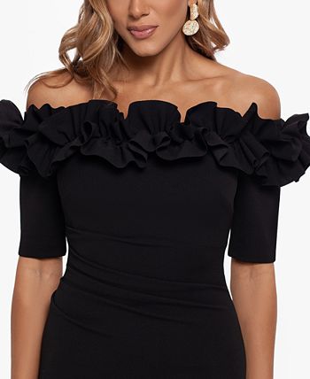 XSCAPE Ruffled Off-the-Shoulder Gown - Macy's