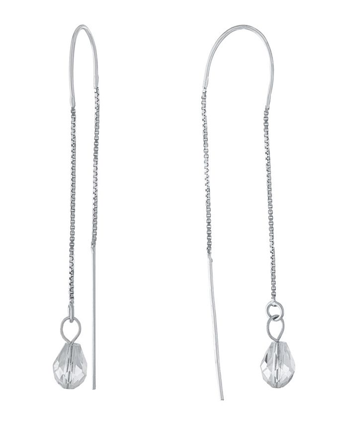 Giani Bernini Clear Crystal Briolette Pull Through Chain Earrings in Sterling Silver - Macy's