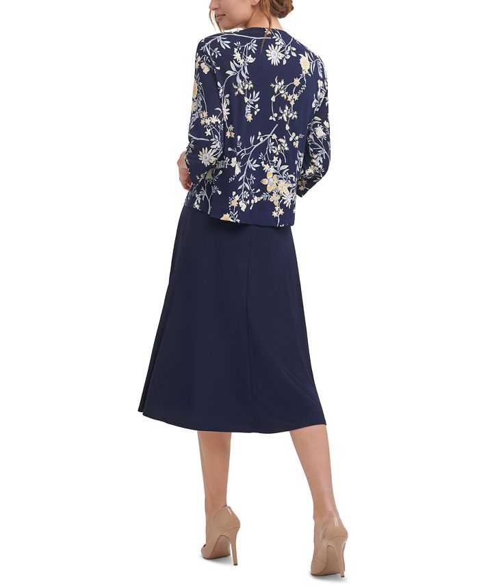 Jessica Howard 2-Pc. Floral-Print Jacket & Midi Dress Set - Macy's