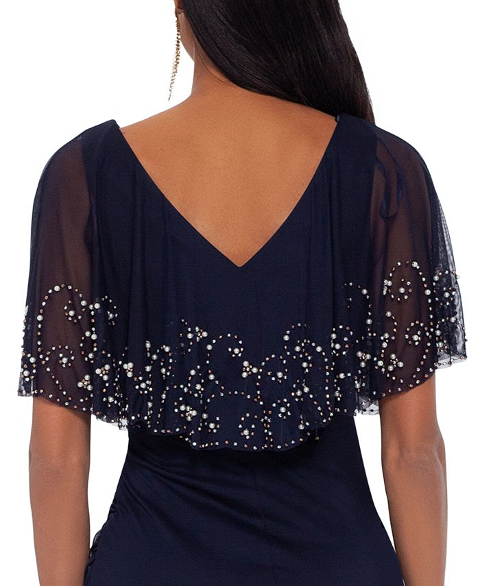 Betsy & Adam Embellished Beaded-Overlay Gown - Macy's