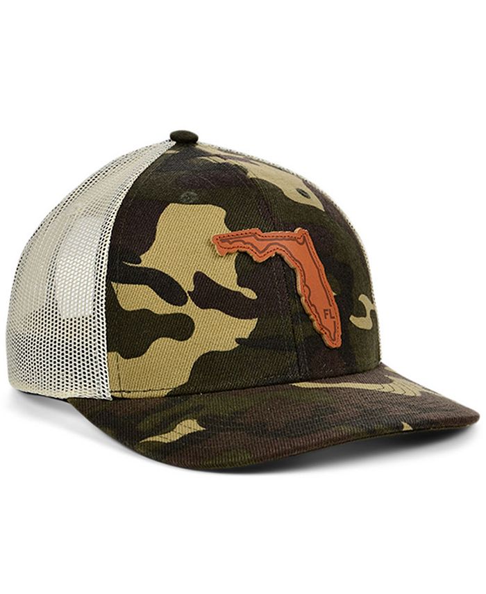 Lids Local Crowns Florida Woodland Leather State Patch Curved Trucker ...