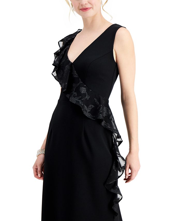 Connected Ruffled Side-Slit Gown - Macy's