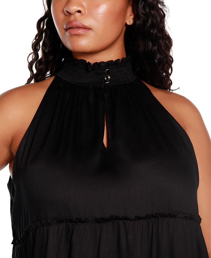 Belldini Black Label Plus Size Mock Neck Tiered Halter Dress - Macy's