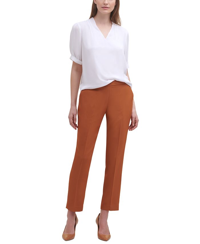 Calvin Klein Elastic-Back Pants - Macy's
