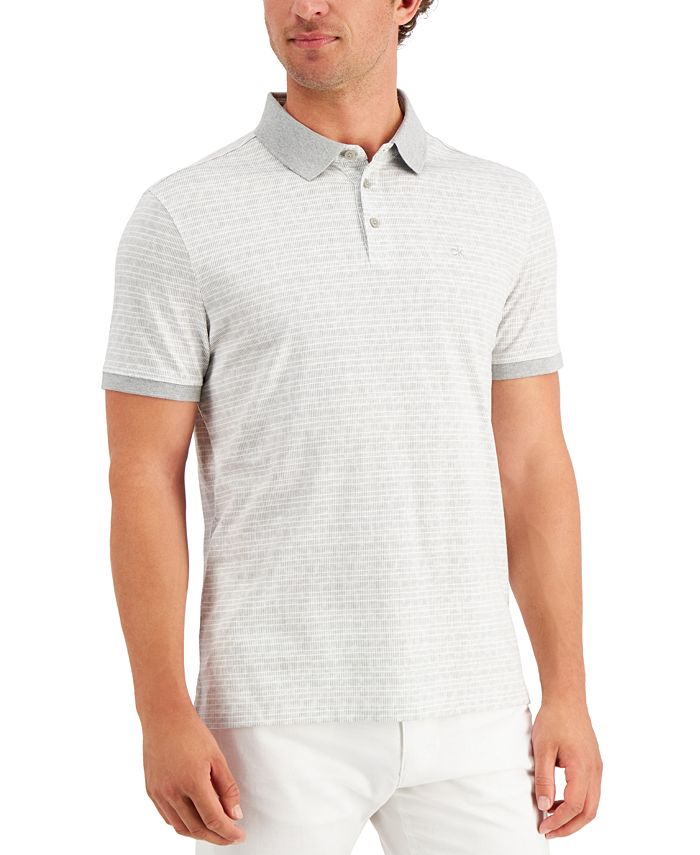 Calvin Klein Men's Liquid Touch Regular-Fit Tile-Print Polo Shirt - Macy's