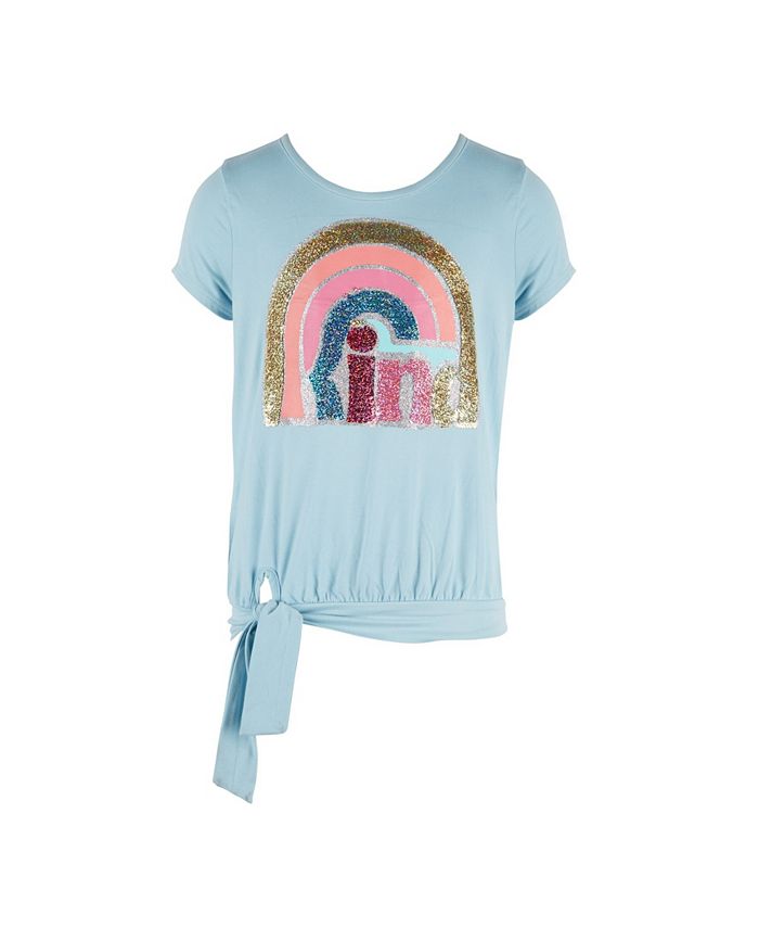 Beautees Big Girls Side Tie Kind Rainbow Top - Macy's