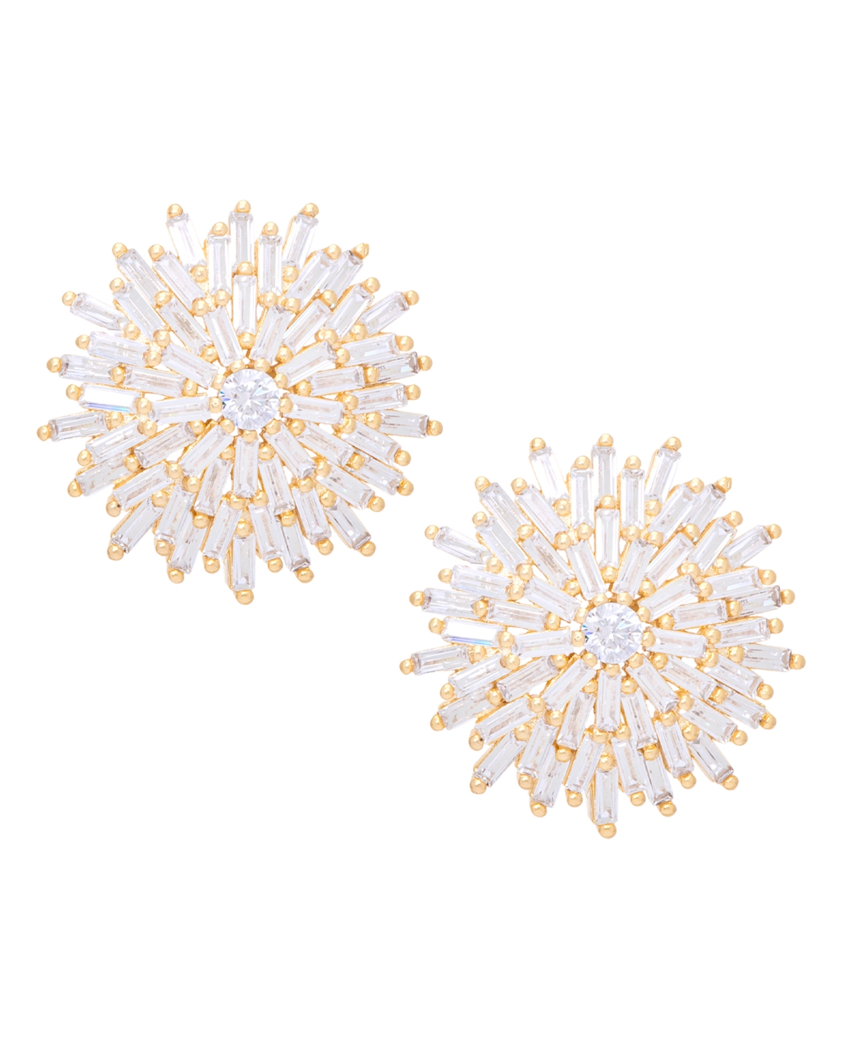 Click here for Cubic Zirconia Sun Stud Earrings in Gold Plate - G... prices