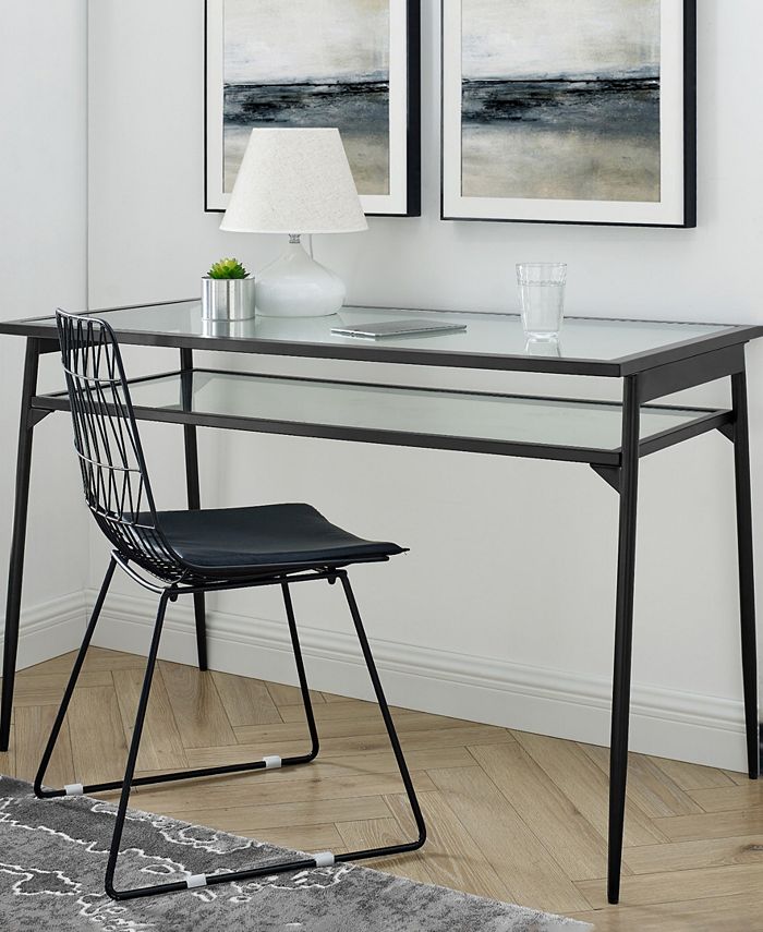Walker Edison Two Tier Glass and Metal Desk - Macy's