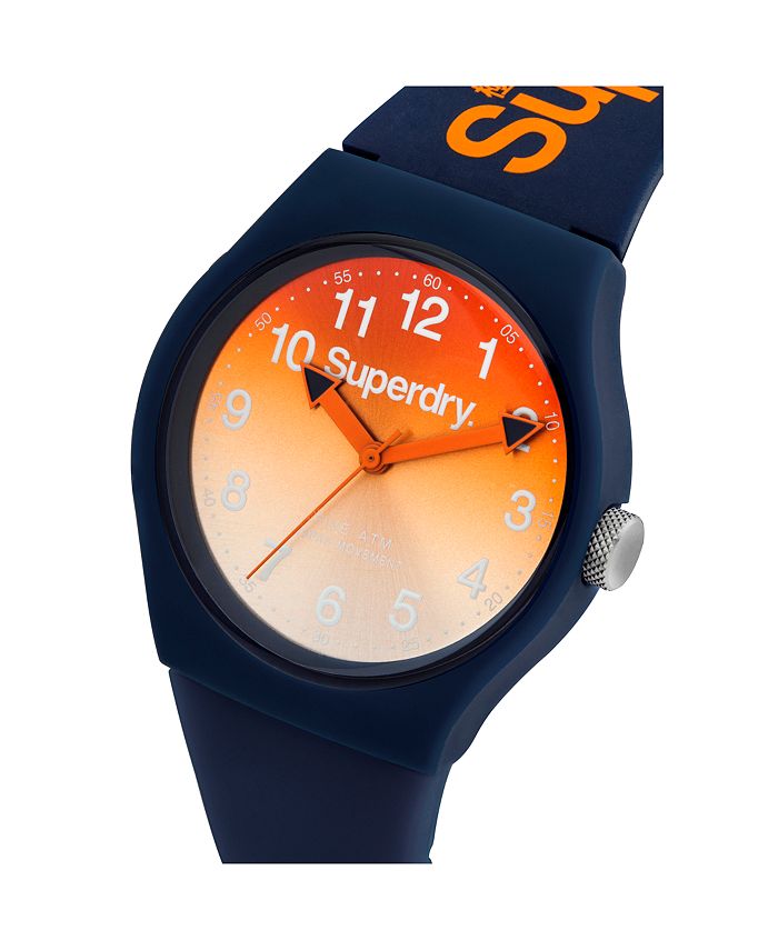 Superdry Unisex 3 Hands Blue Dark Silicon Strap Watch 38mm - Macy's