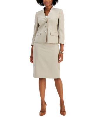 Le Suit Three-Button Skirt Suit - Macy's
