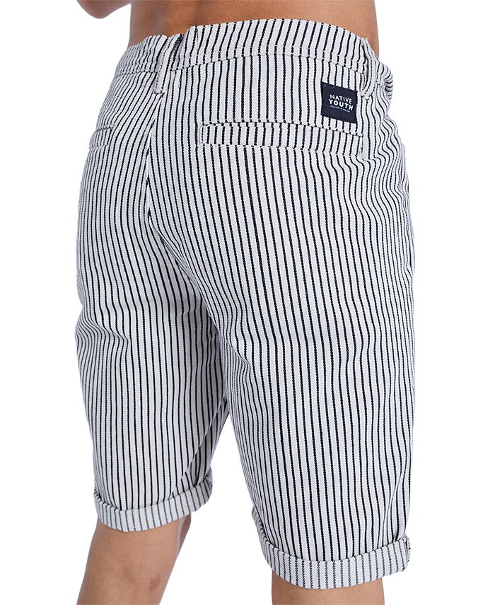 Native Youth Men's Regular-Fit Stripe Denim Shorts - Macy's