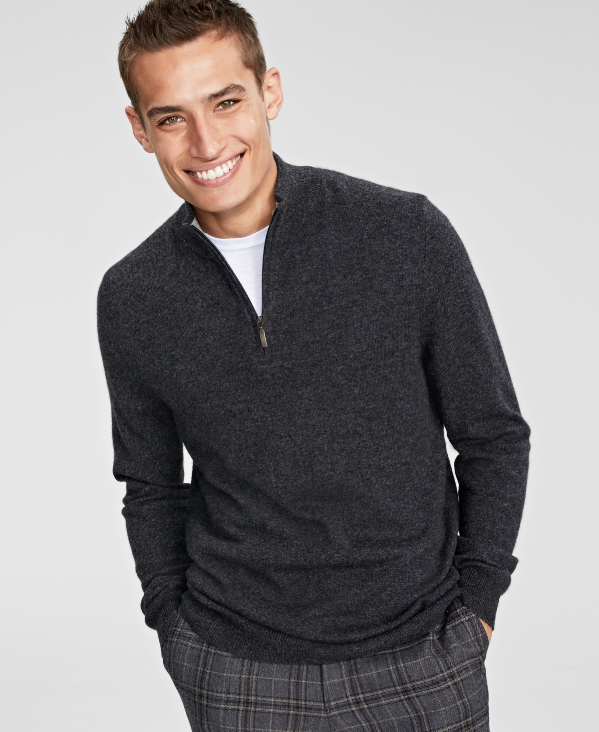 Click here for Club Room Mens Cashmere Quarter-Zip Sweater  Creat... prices