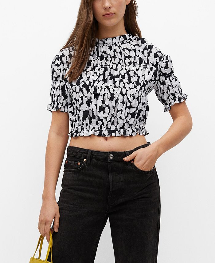 MANGO Draped Crop Top - Macy's