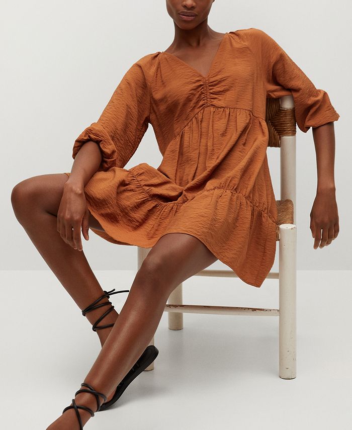 MANGO Textured Ruffled Dress & Reviews - Women - Macy's
