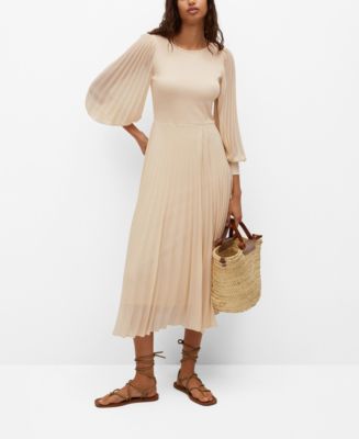 MANGO Pleated Detail Dress - Macy's